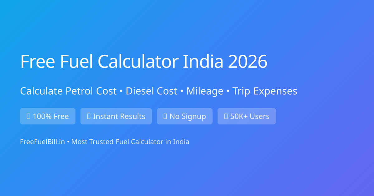 Fuel Cost & Mileage Calculators India (2026) | Petrol, Diesel & CNG ...